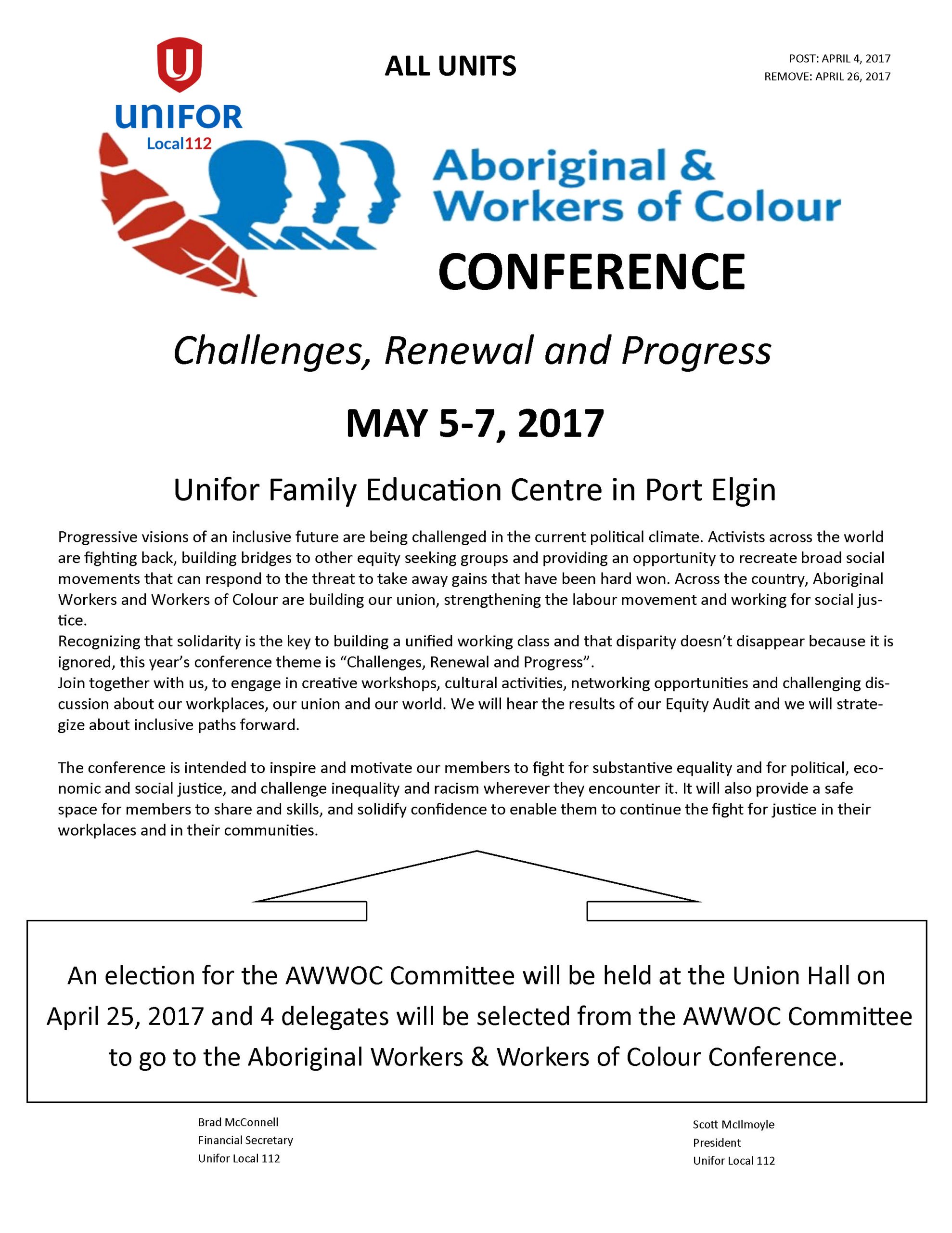 2017 ABORIGINAL & WORKERS of COLOUR CONFERENCE - Unifor Local 112