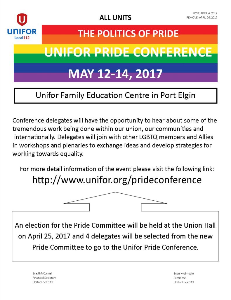 2017 UNIFOR PRIDE CONFERENCE - Unifor Local 112
