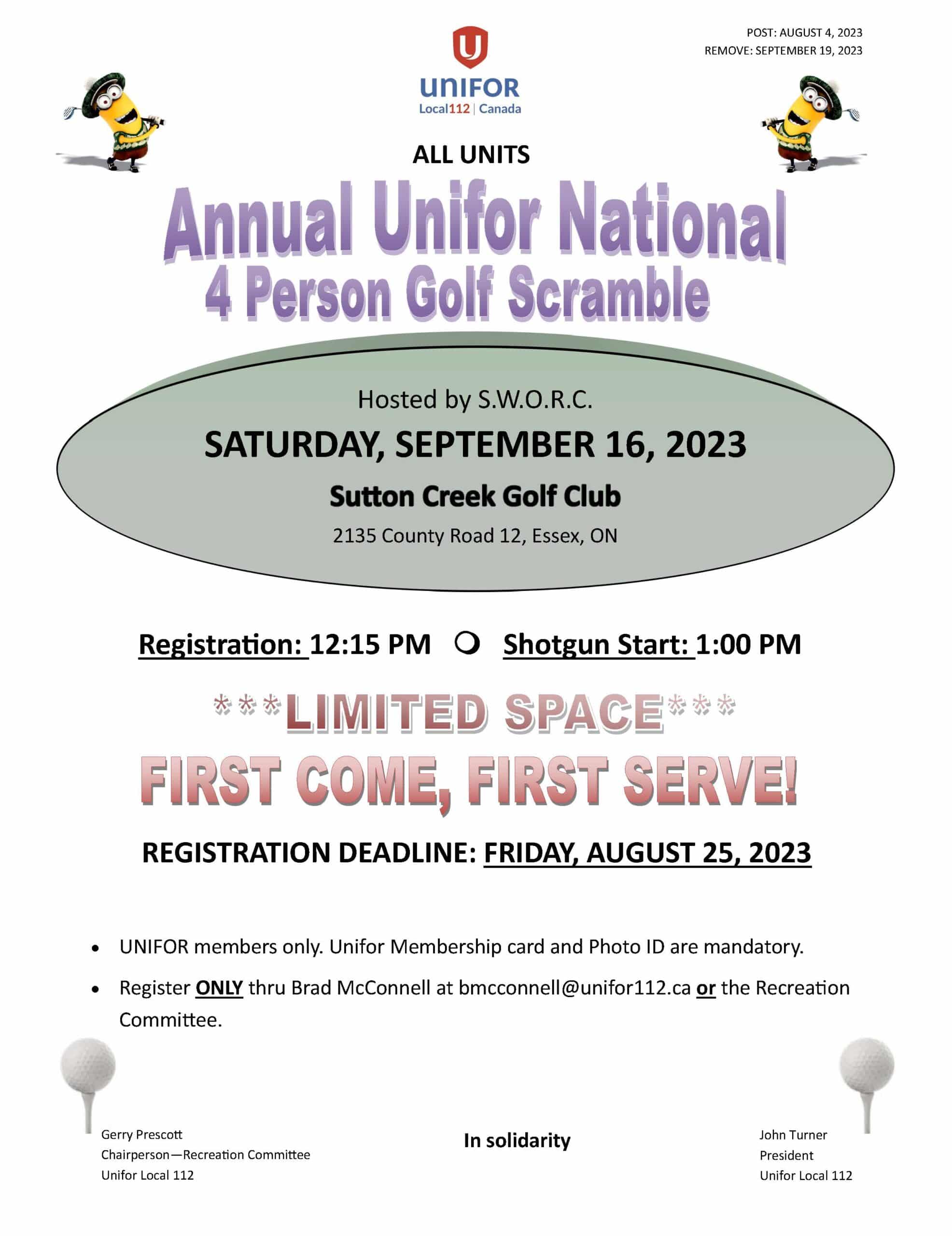 4-PERSON GOLF SCRAMBLE - Unifor Local 112