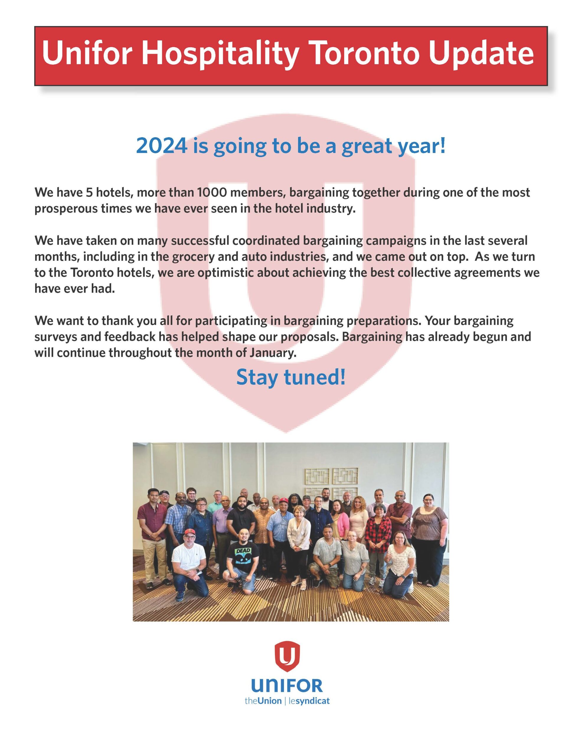 UNIFOR HOSPITALITY TORONTO UPDATE - Unifor Local 112