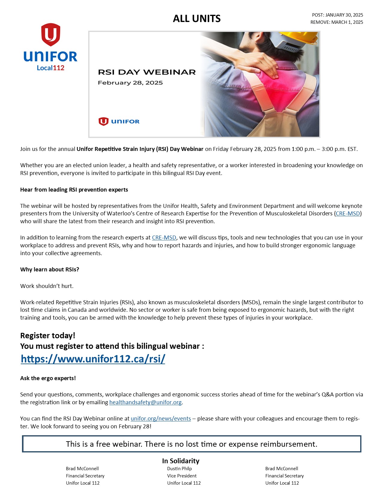 RSI DAY WEBINAR - Unifor Local 112