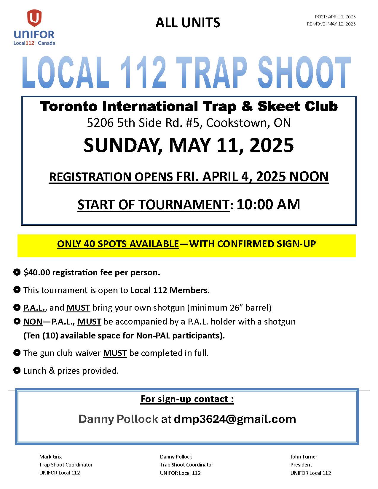 LOCAL 112 TRAP SHOOT - Unifor Local 112